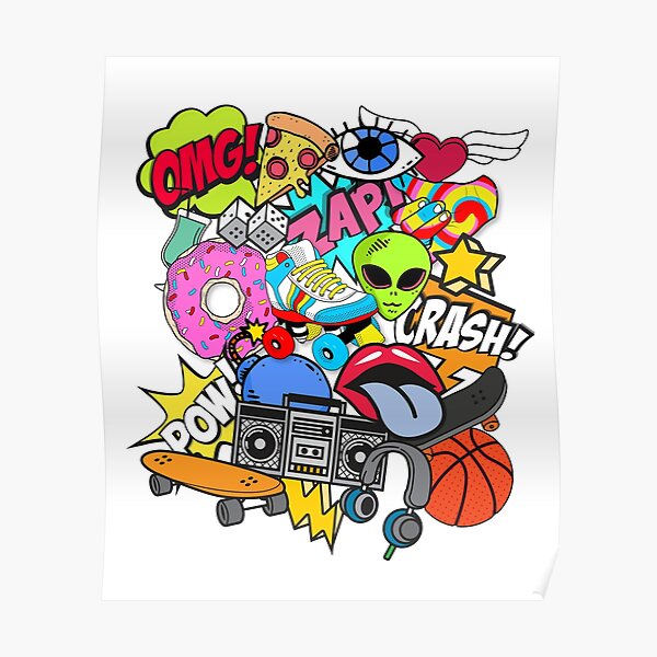 "Cute Kawaii Anime Sticker Bomb" Poster for Sale by DesignedByBell ...