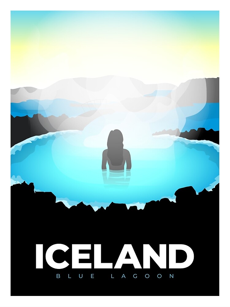 Blue Lagoon Iceland Retro Travel Poster Premium Matte Vertical Poster