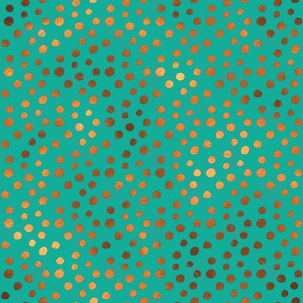 « Bleu sarcelle turquoise bleu cuivre cuivre métallisé à pois » par ...