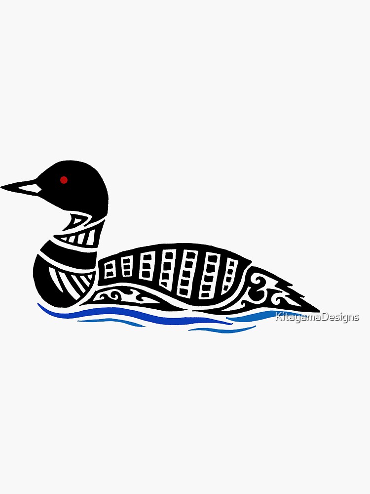 "Common Loon Tribal Design - Colored" Sticker for Sale by ...
