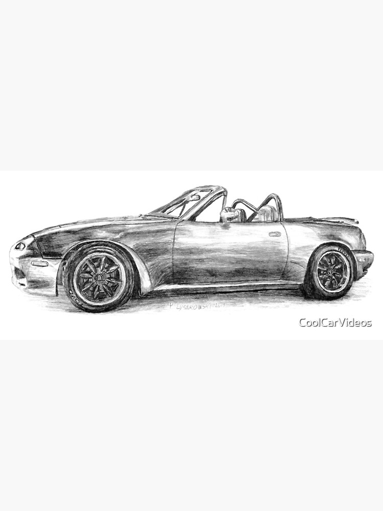 "Miata MX5 in Pencil drawing " Canvas Print by CoolCarVideos | Redbubble