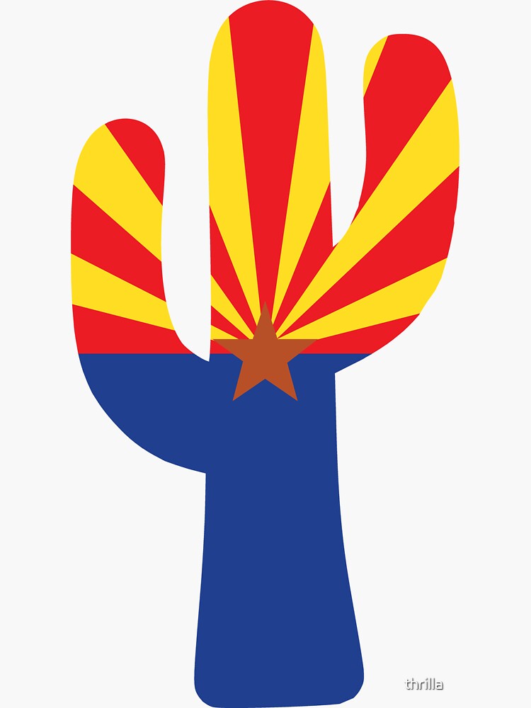 "Arizona Flag in a Saguaro Cactus" Sticker for Sale by thrilla | Redbubble