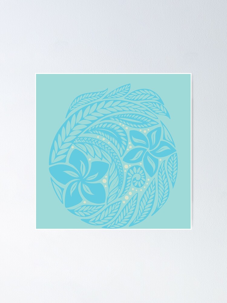 "Polynesian floral light blue tattoo design" Poster for Sale by Ayelet ...