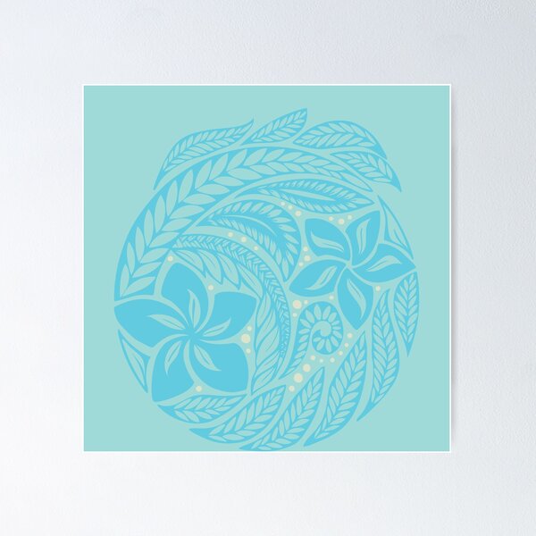 "Polynesian floral light blue tattoo design" Poster for Sale by Ayelet ...