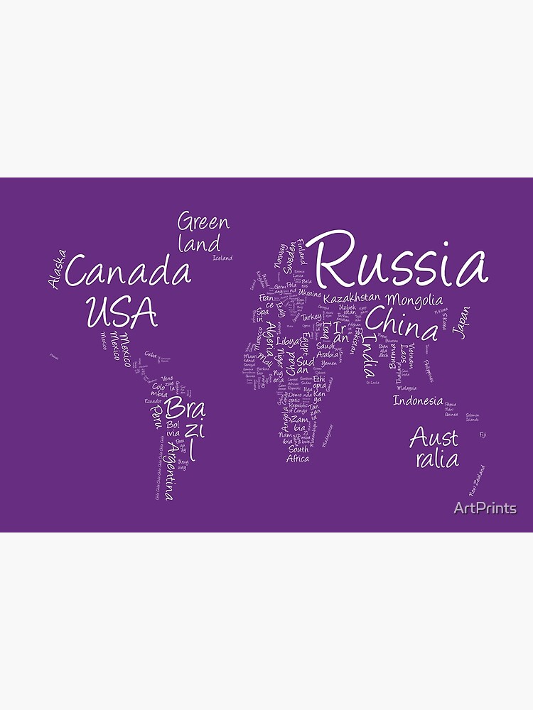 Writing Text Map of the World Map Premium Matte Vertical Poster sold by ...