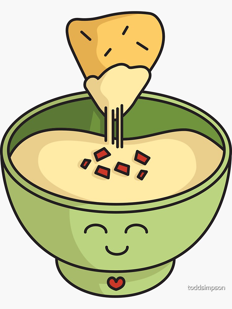 "Cute Happy Queso Bowl with Cheesy Chip" Sticker for Sale by ...