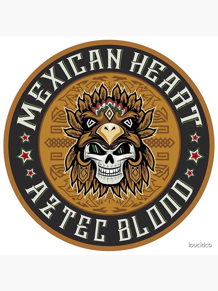 "Mexican Heart, Aztec Blood Skull Emblem" Poster for Sale by loucidco ...