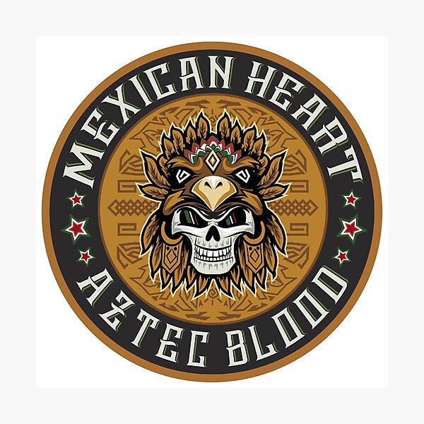 "Mexican Heart, Aztec Blood Skull Emblem" Photographic Print for Sale ...