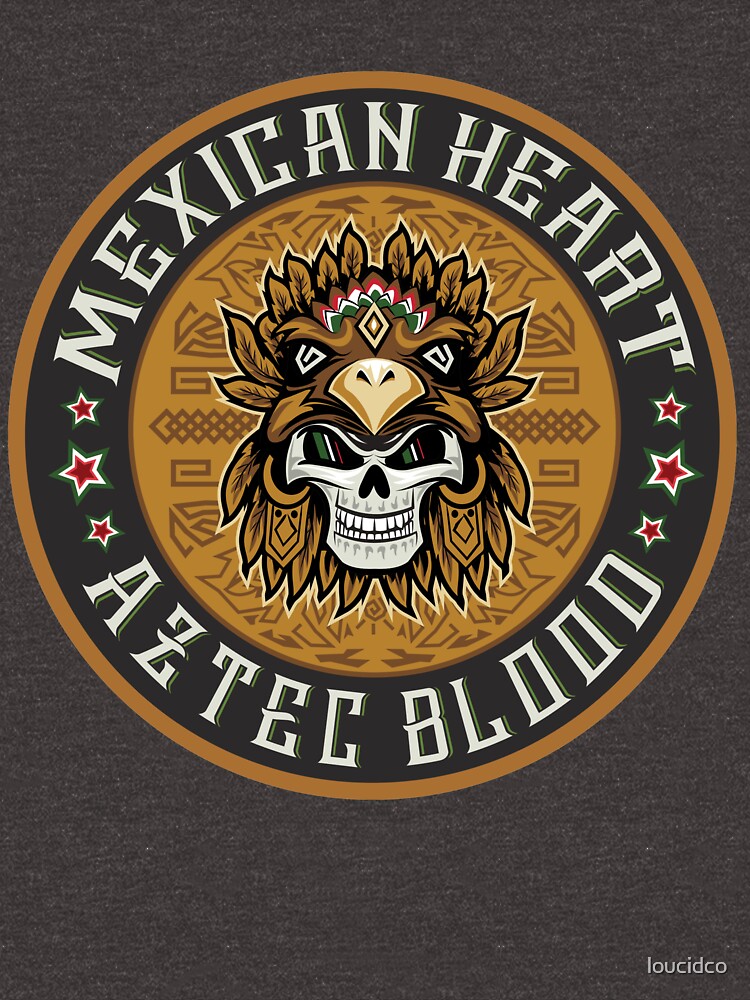 "Mexican Heart, Aztec Blood Skull Emblem" T-shirt for Sale by loucidco ...