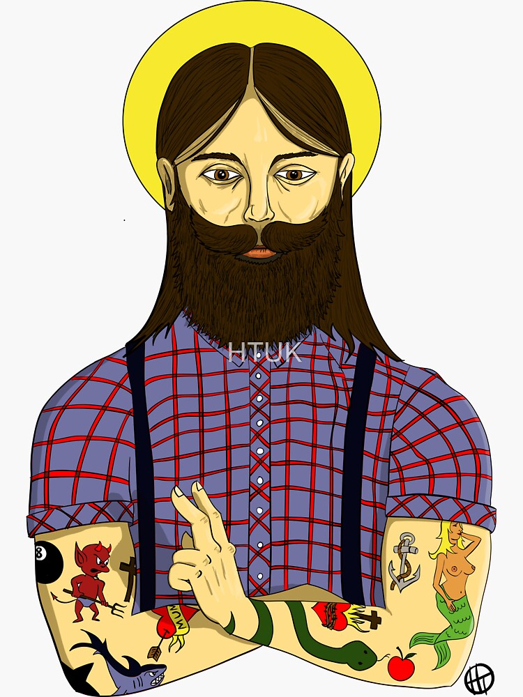 "Hipster Jesus" Sticker by HTUK | Redbubble