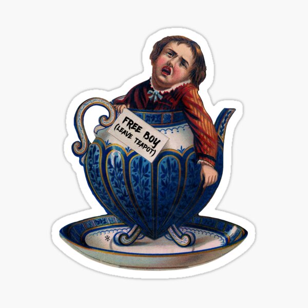 "Bizarre Antique Teapot Boy Crying - Vintage Image Tee Shirts" Sticker ...