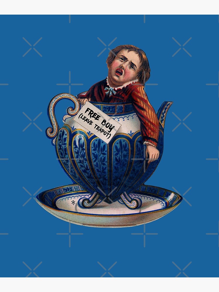 "Bizarre Antique Teapot Boy Crying - Vintage Image Tee Shirts" Poster ...
