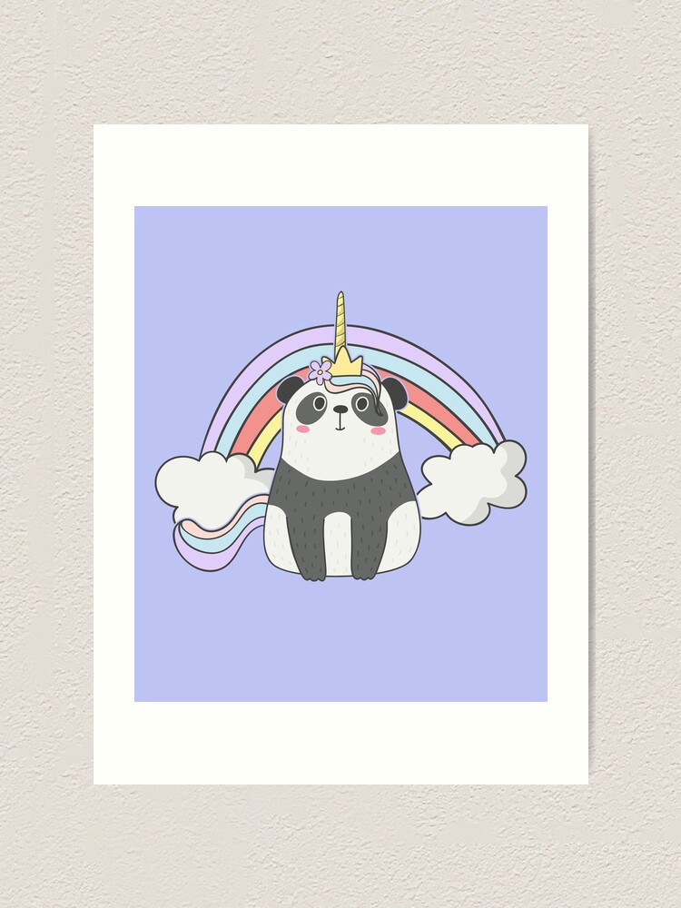 "Cute Pandacorn Panda Unicorn and Rainbow" Art Print by PurpleOwlDesign ...