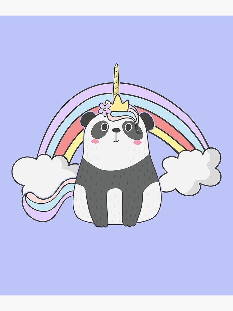 "Cute Pandacorn Panda Unicorn and Rainbow" Art Print by PurpleOwlDesign ...