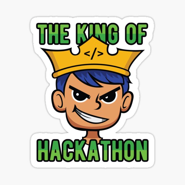 "Hackathon King Award Best Hacker Coder Crown" Sticker by Bronby ...