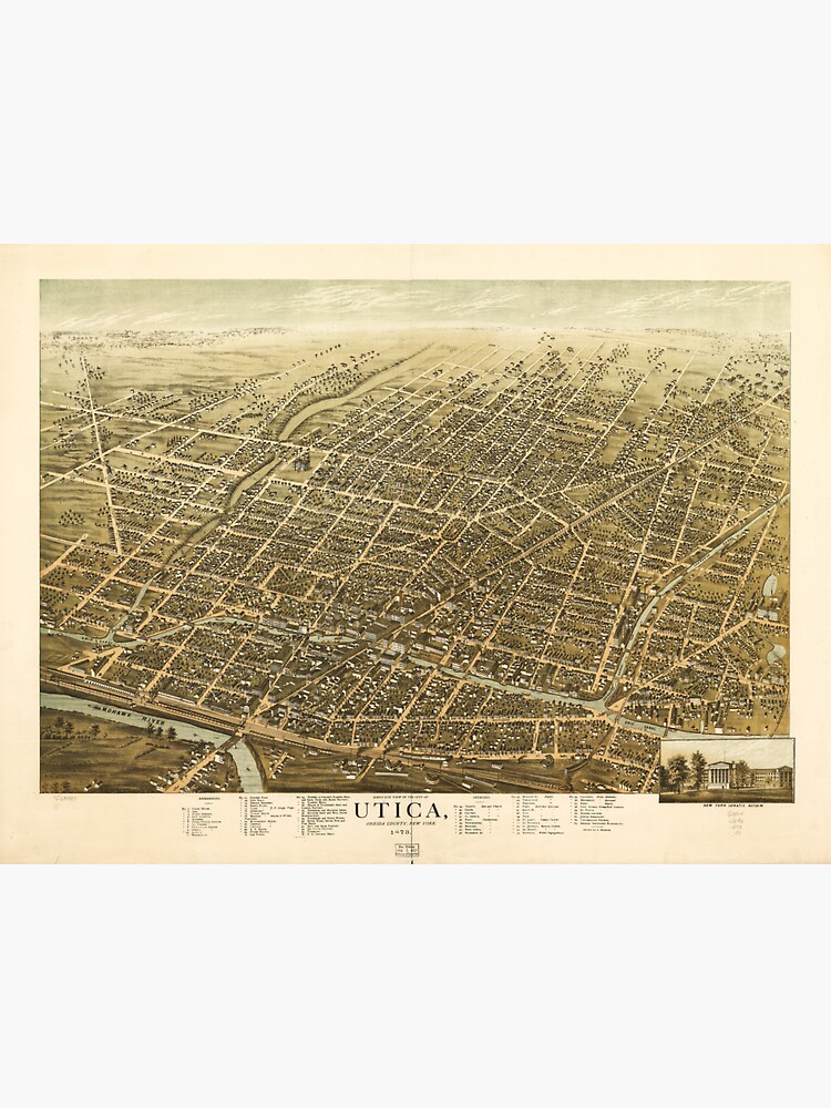 "Bird's Eye View of Utica, New York (1873)" Sticker by allhistory ...
