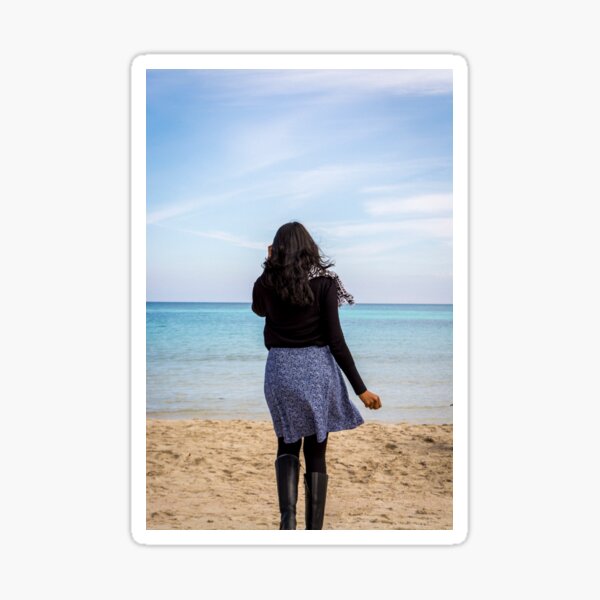 Girl At Beach Sticker By Sunilbhar Redbubble
