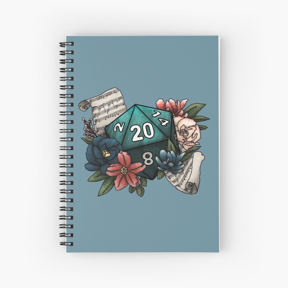 "Bard Class D20 - Tabletop Gaming Dice" Spiral Notebook for Sale by ...
