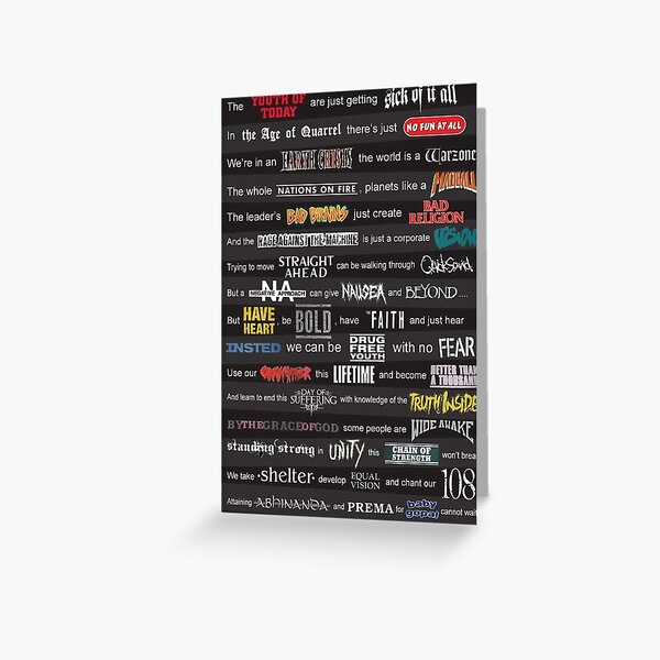 "Punk Bands Poem" Greeting Card by veganmarksydney | Redbubble