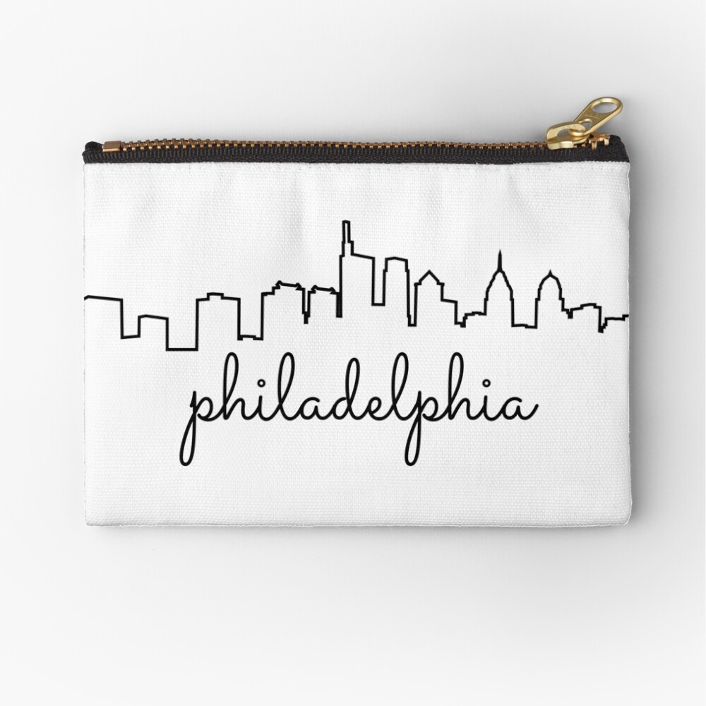 "Cursive Philadelphia Skyline Simplistic Sticker Design Black" Sticker ...