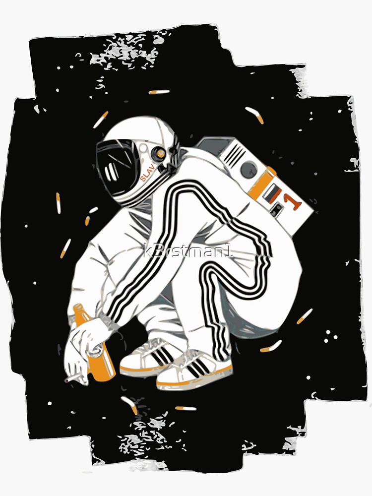 "Squatting Gopnik Slav with tracksuit in space" Sticker for Sale by ...