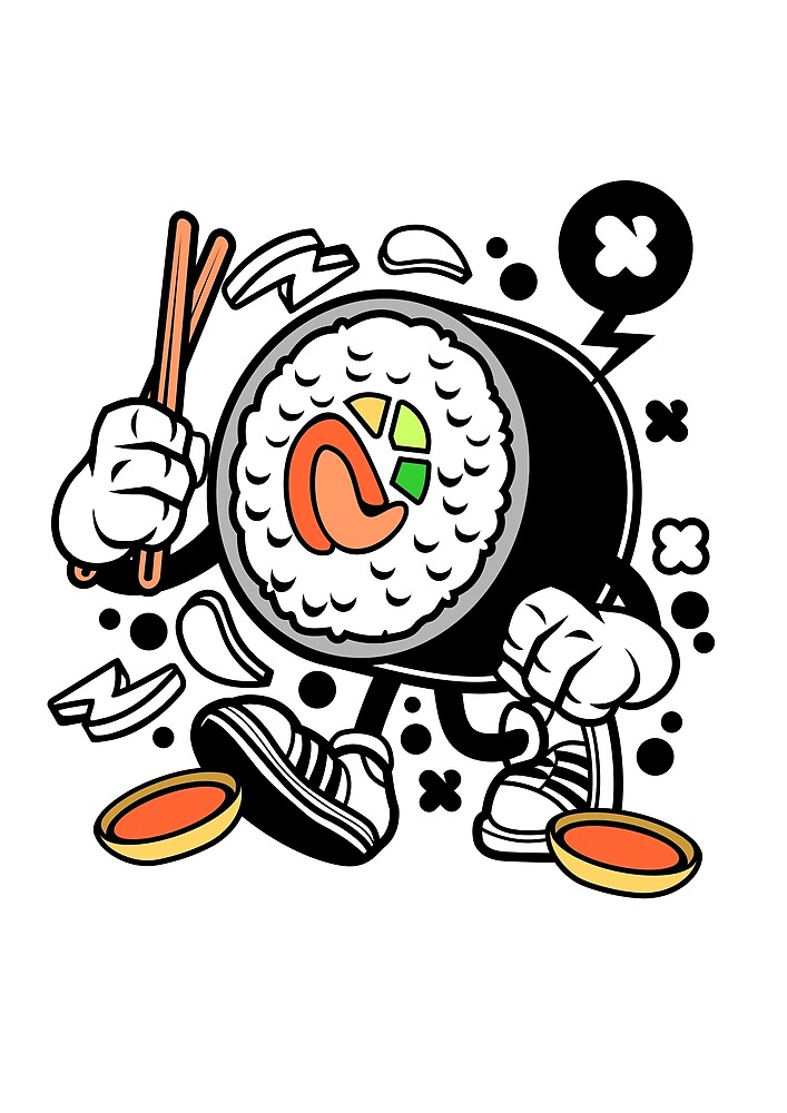 "Sushi California Roll Funny Cartoon" by scooterbaby | Redbubble