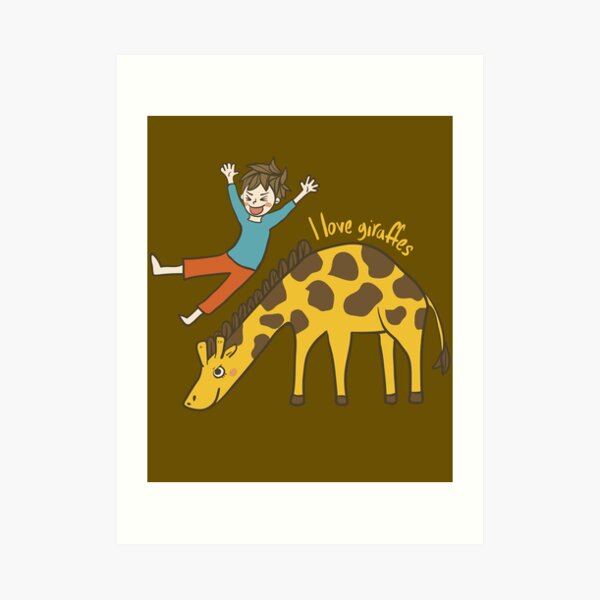Lámina artística «Jirafa: me encanta el dibujo animado infantil de ...