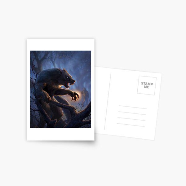 "Dogman of Michigan - werewolf art" Postcard for Sale by BrittMartinArt ...