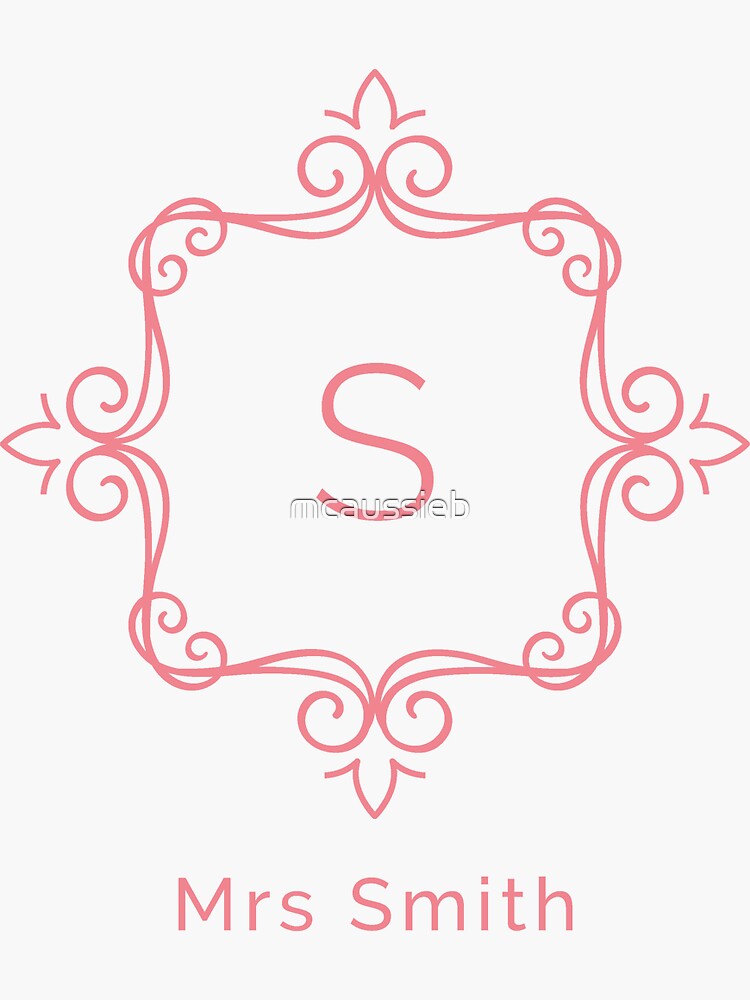 "Mrs Smith - Pink Monogram P1 | PERSONALIZED - MONOGRAMS - CUSTOM MADE ...