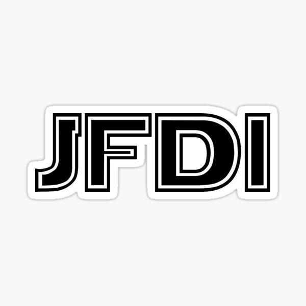 "JFDI (dark outline)" Sticker by UXpert | Redbubble