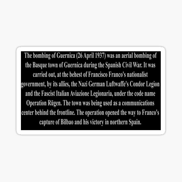 "Guernica Bombing Paragraph" Sticker for Sale by undead-unicorn | Redbubble
