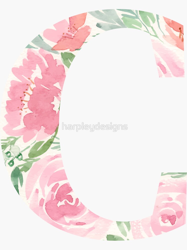 "Watercolor floral letter C" Sticker for Sale by harpleydesigns | Redbubble