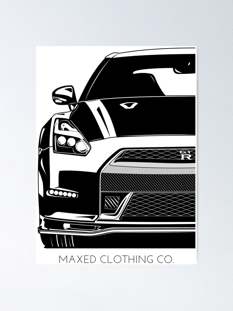 Poster for Sale mit "GTR R35 Godzilla (schwarz und weiß)" von monstta ...