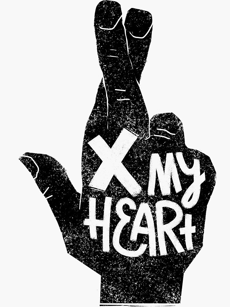 "Cross Heart Cross Fingers" Sticker for Sale by grrrenadine | Redbubble