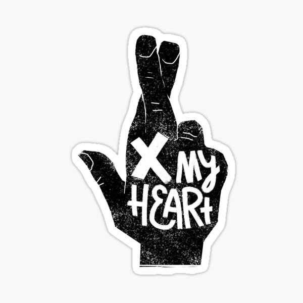 "Cross Heart Cross Fingers" Sticker for Sale by grrrenadine | Redbubble