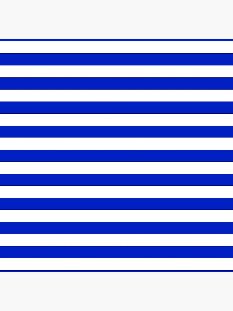 "Cobalt Blue and White Horizontal Beach Hut Stripe" Throw Pillow by ...