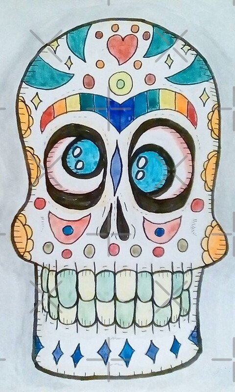 "Wacky Watercolor Sugar Skull " by Riccivela | Redbubble