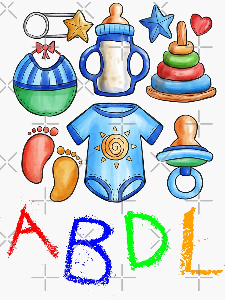 "ABDL (adult baby diaper lover) Baby Items Collection design" Sticker ...