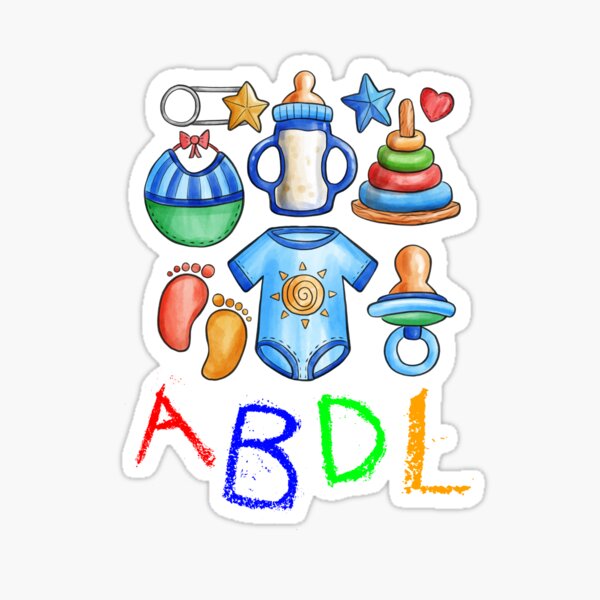 "ABDL (adult baby diaper lover) Baby Items Collection design" Sticker ...
