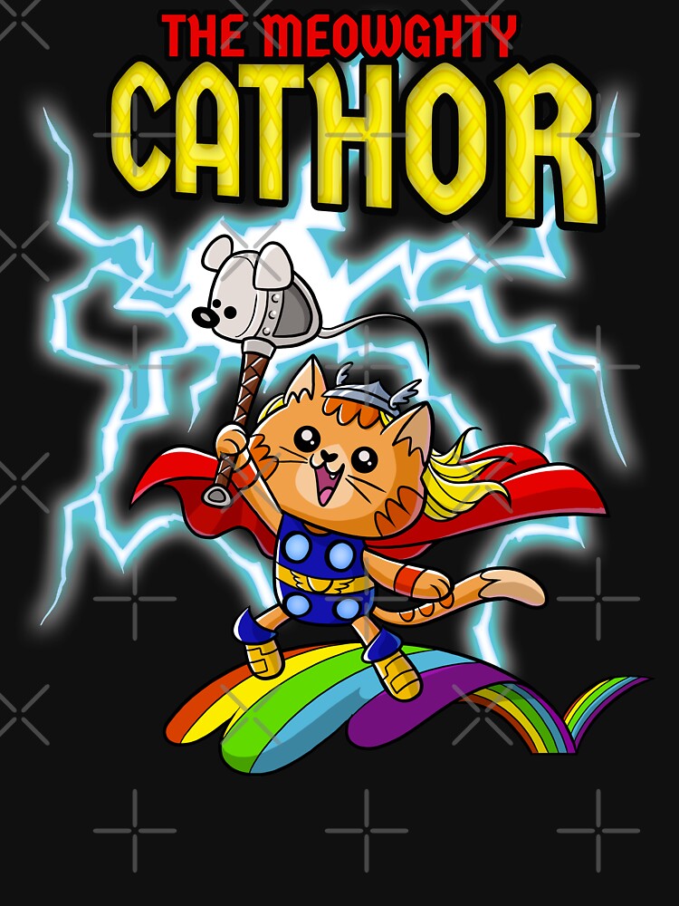 "Cat Thor mighty Cat lightning Caped Kitty comic" T-shirt by ...