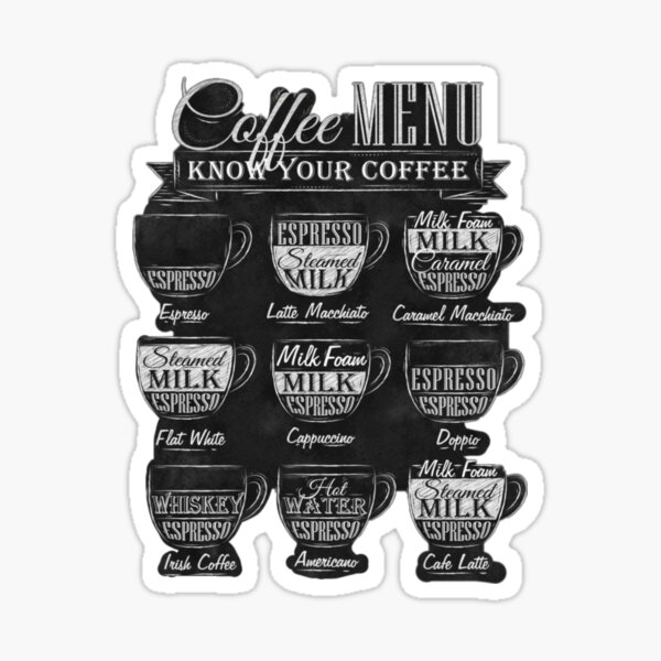 "Coffee menu" Sticker for Sale by Dinka1999 | Redbubble