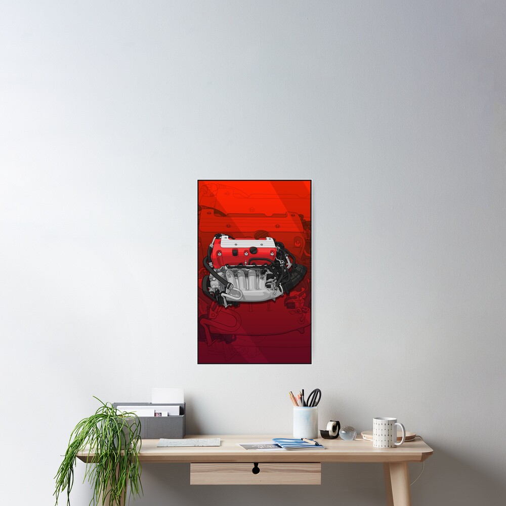 "K20 engine with background" Poster for Sale by ArtyMotive | Redbubble