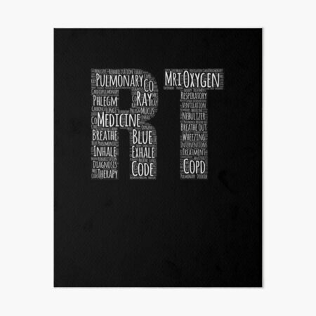 "RT Word Cloud Art Respiratory Therapist RCP RRT LRT T-Shirt" Art Board ...
