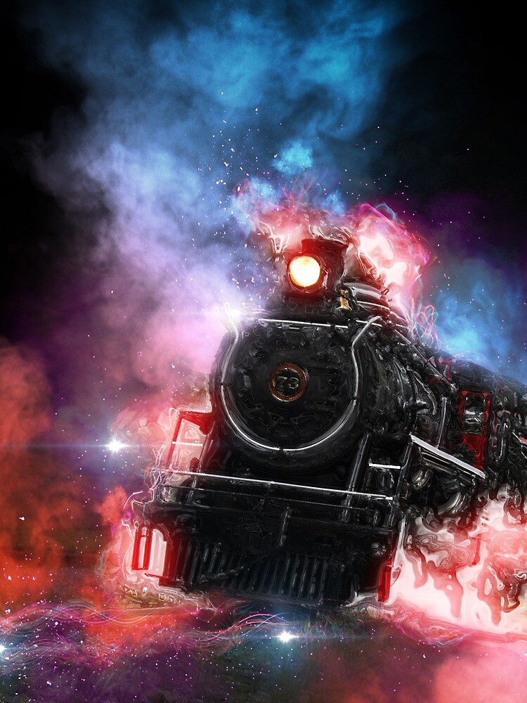 "Plasma Galactic Stars Sci-Fi Space Train" Photographic Print by Bubble ...