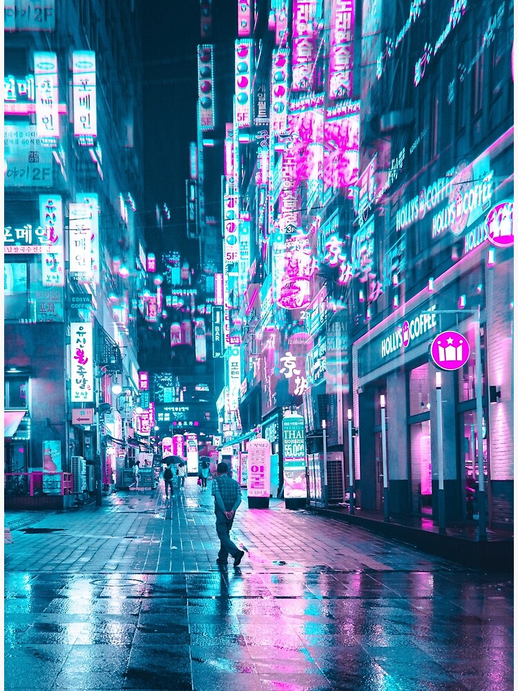 "Future Rain in Neon Cyberpunk City " Poster for Sale by Phrames ...