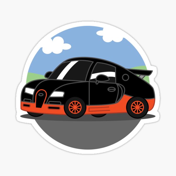 "Hyper Car Cartoon (Black & Orange)" Sticker for Sale by nutandbolt ...