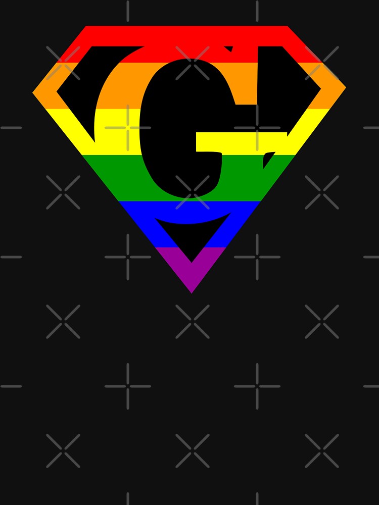 "Superhero Superheroine Letter G Shield Gay Pride Rainbow" T-shirt for ...