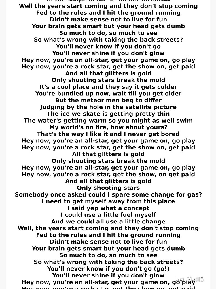 "The Lyrics to All Star by Smash Mouth" Spiral Notebook by fatdongman ...