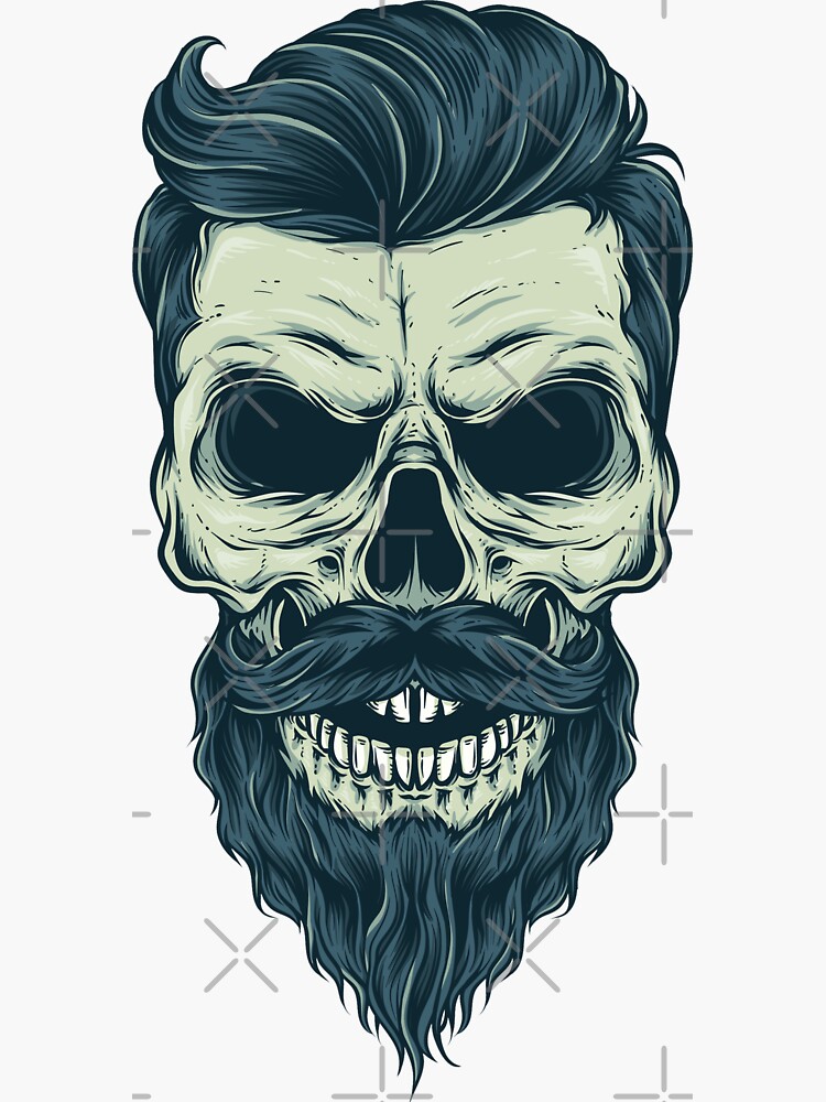 "Bearded Skull" Sticker by Yorkx | Redbubble