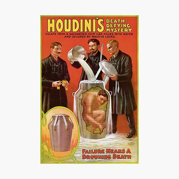"Harry Houdini Milk Can Escape Poster" Photographic Print by themasters ...